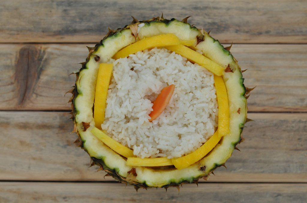 Plain Rice with Fresh Fruit Garnish – Blue Skies Global